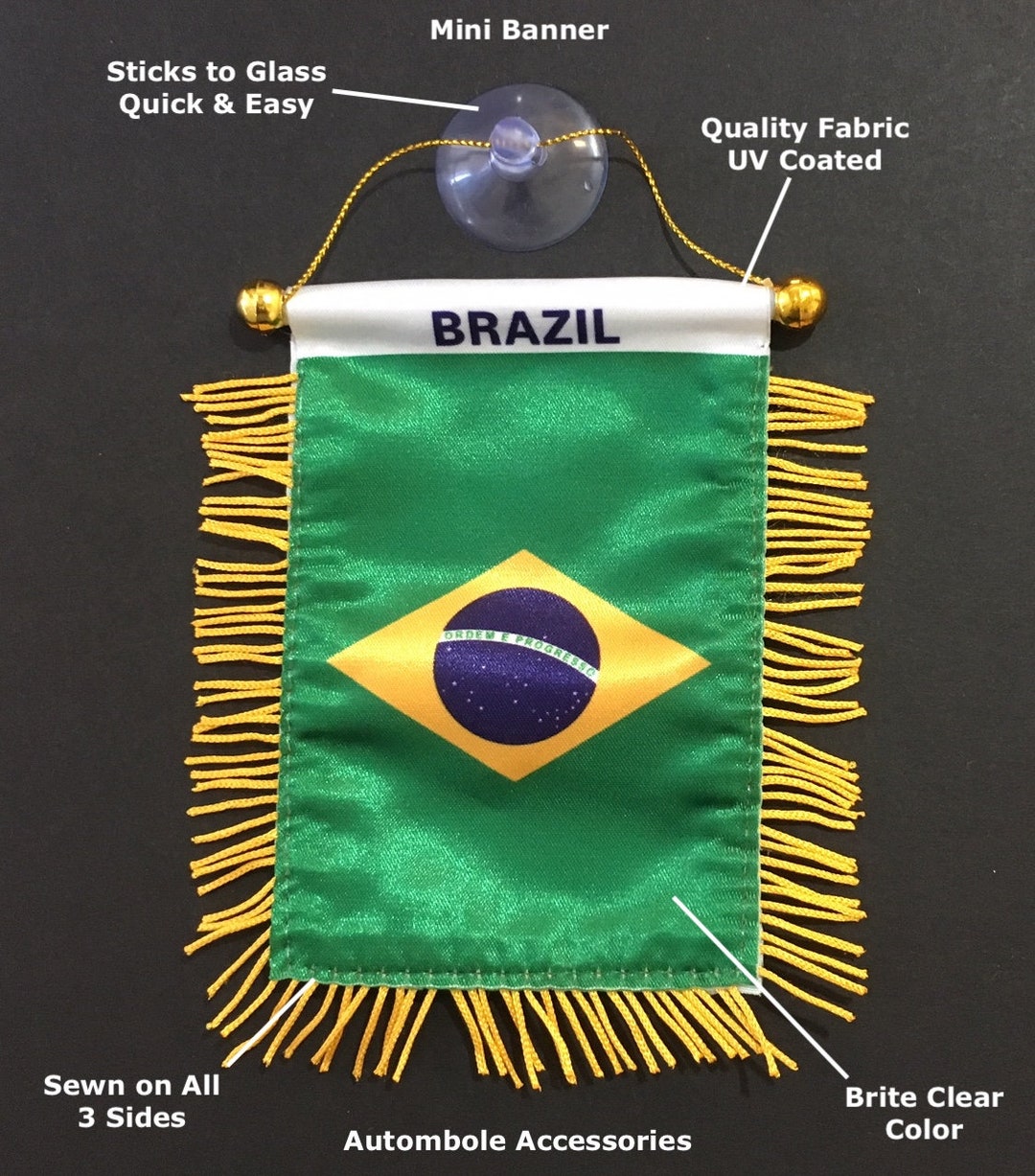 Brazil Brazilian Flag Quality Hand Made Mini Banners Automobile & Home ...