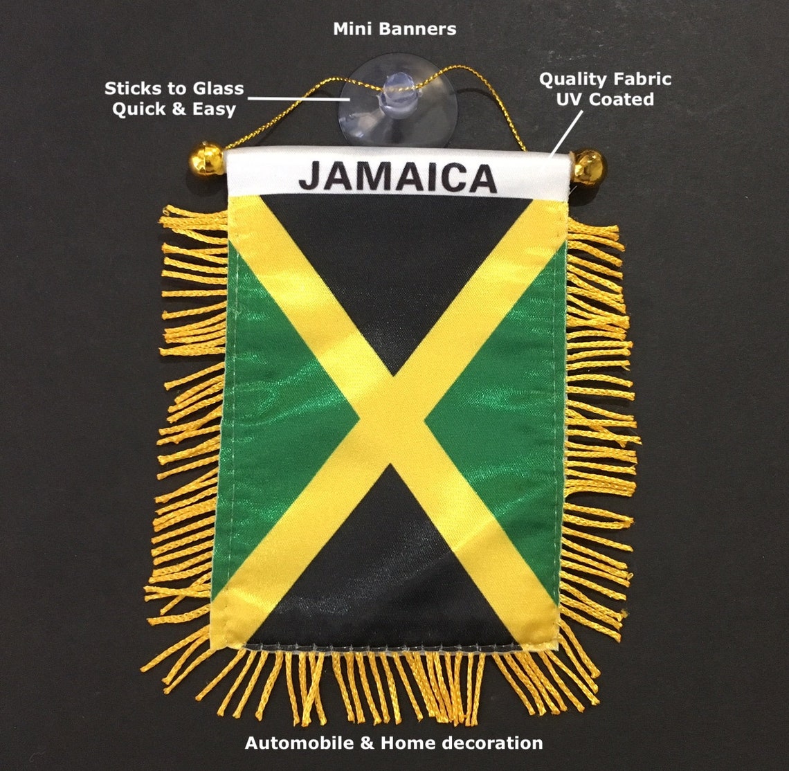 Jamaica Jamaican Flag Quality Hand Made Mini Banners - Etsy