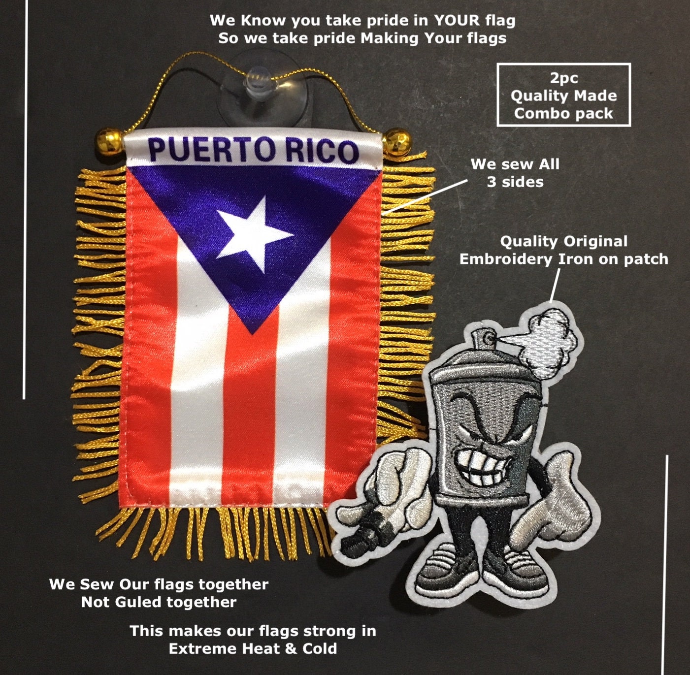 Puerto Rico Flag for Car Accessory Hanging Sticker Decal Mini | Etsy