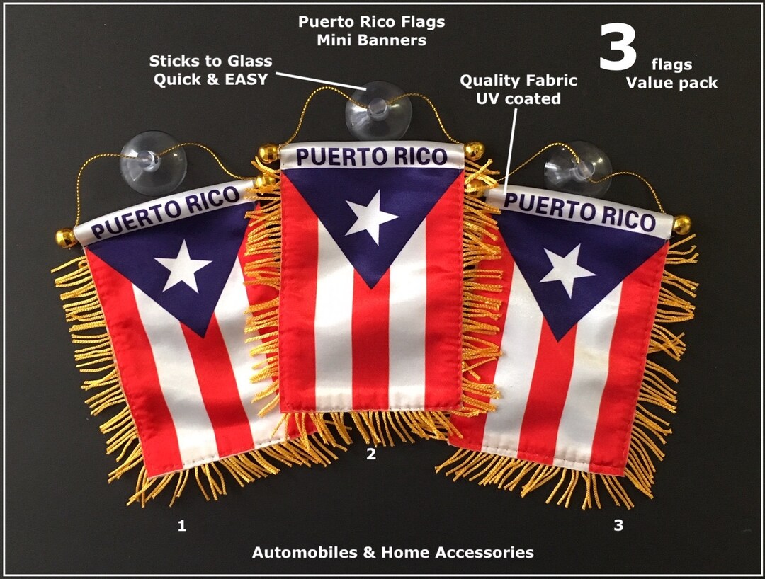 Puerto Rico Mini Banner & Puerto Rican Black Flag 3pc Pack - Etsy