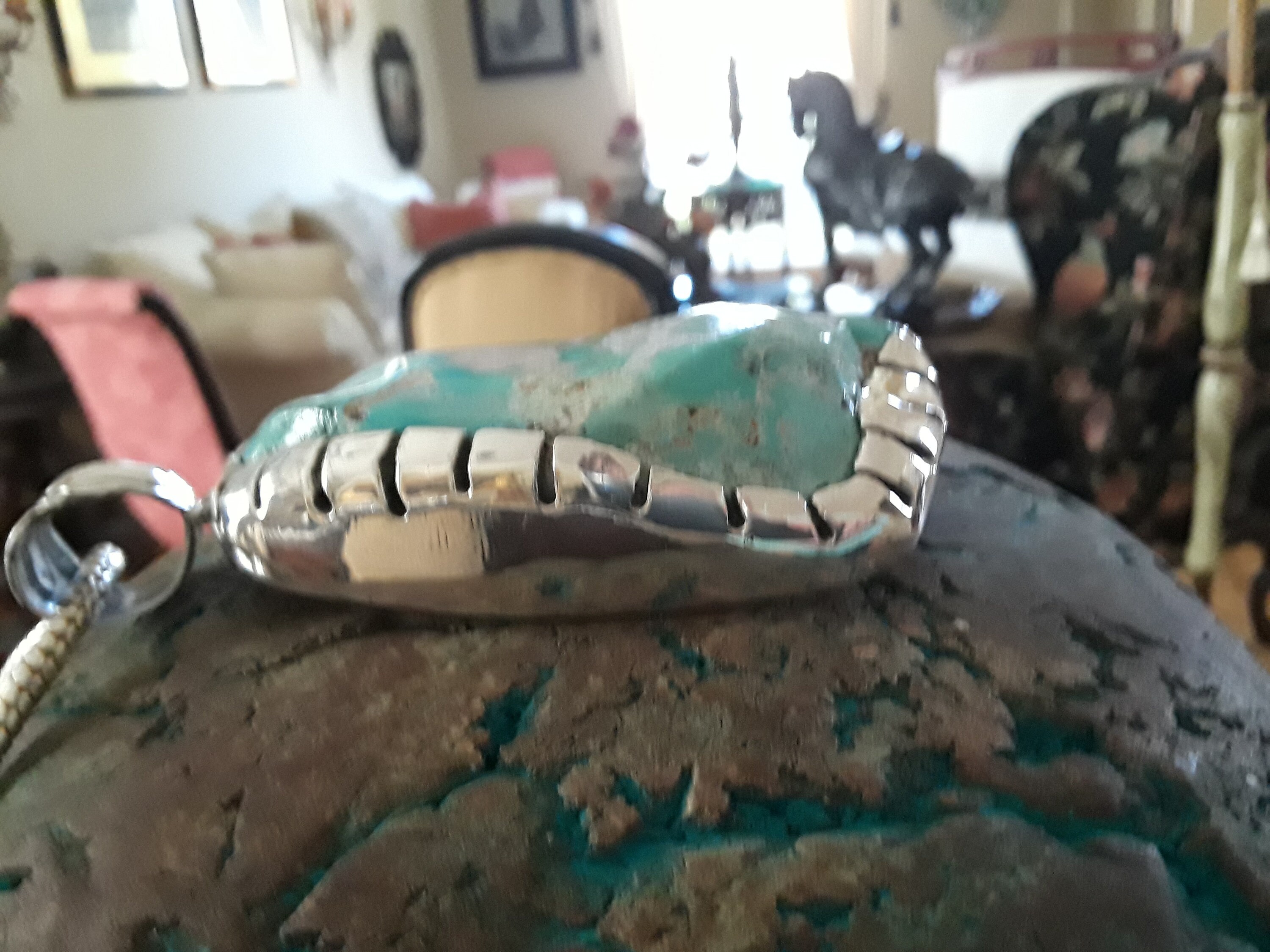 Turquoise Sterling Silver Large Pendant With Large Bail - Etsy