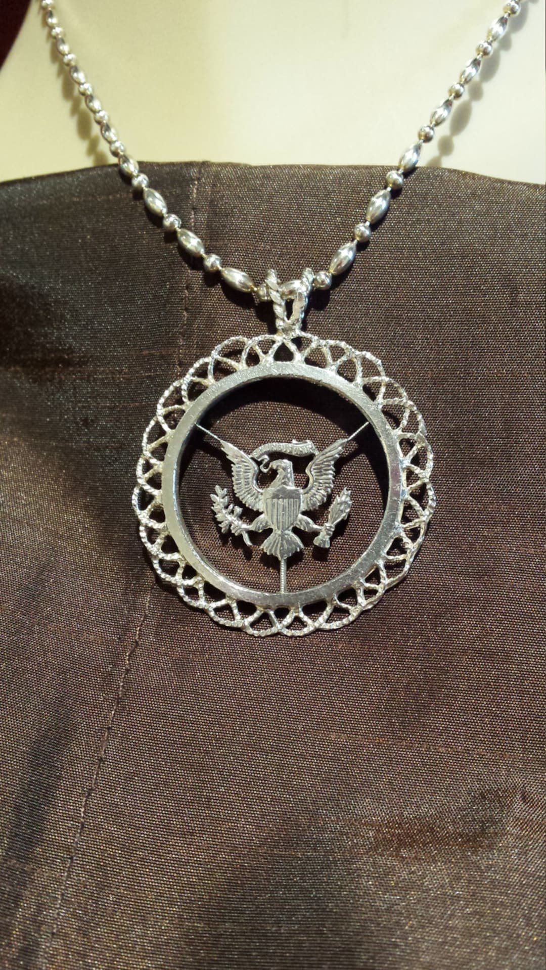 Sterling Silver Laser Cut Eagle Large Coin Pe - Etsy