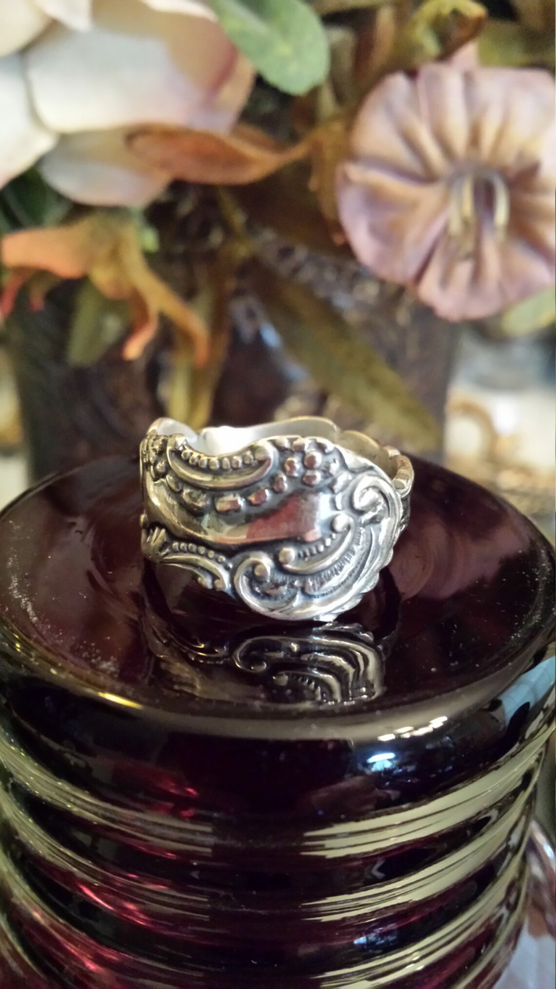 Sterling silver Victorian spoon ring | Etsy