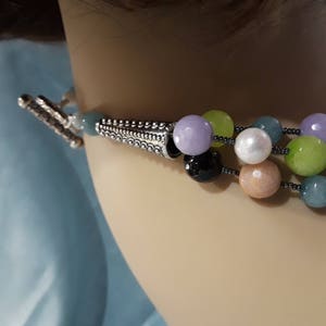 Three Strand Assorted Jade, Fresh Water Pearl and Zimbabwe Jasper ...