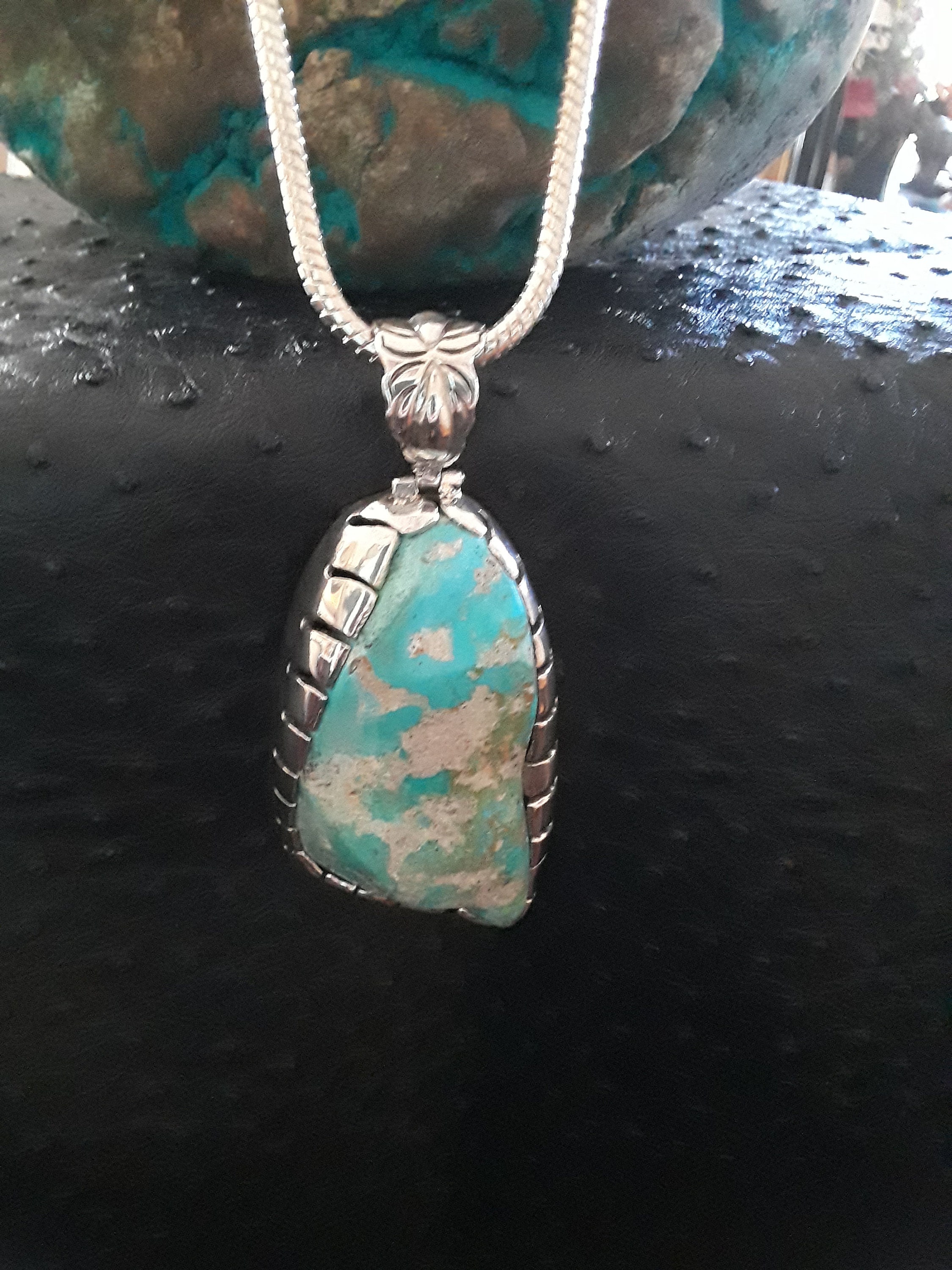 Turquoise Sterling Silver large pendant with large bail | Etsy