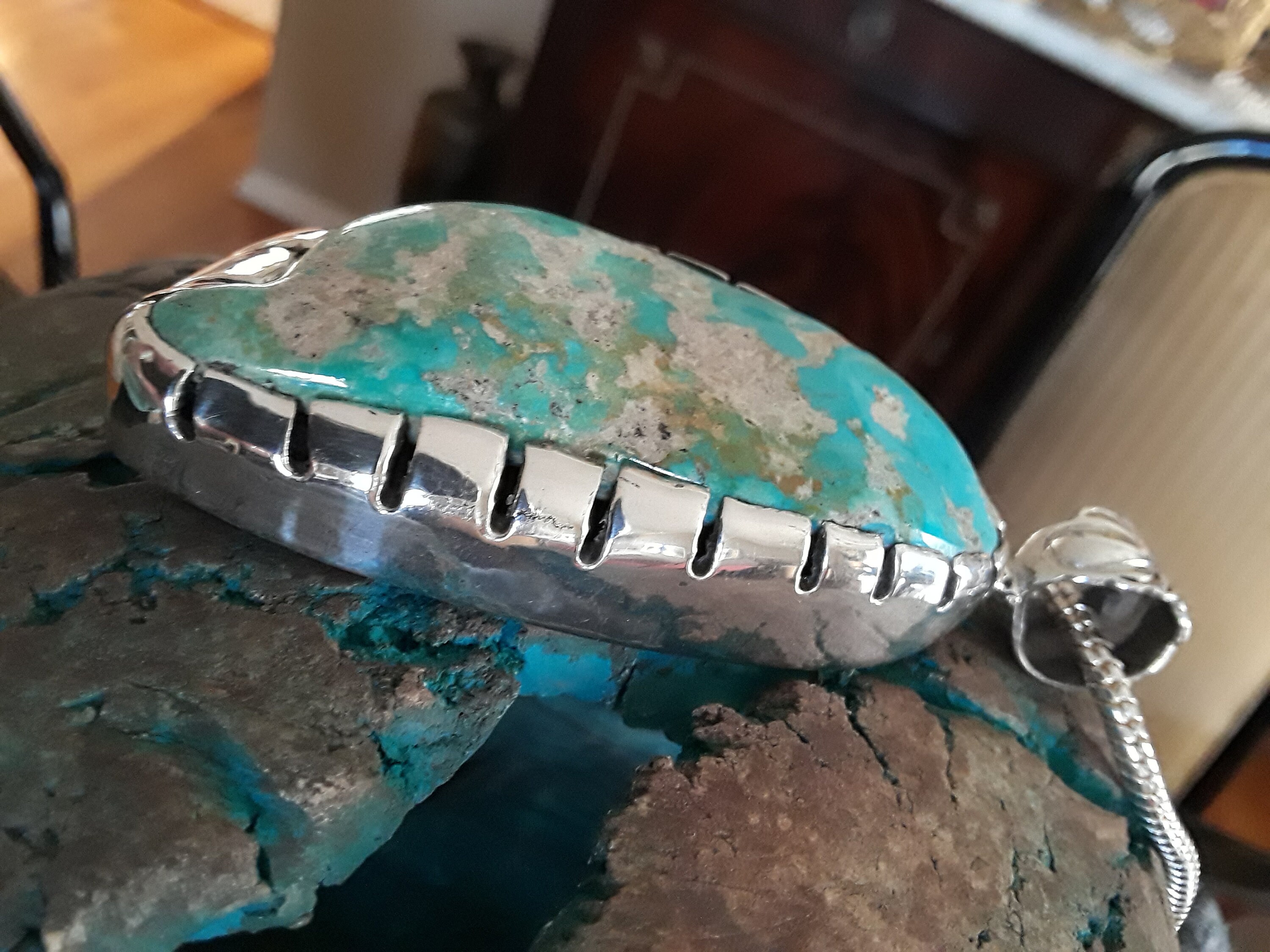 Turquoise Sterling Silver large pendant with large bail | Etsy