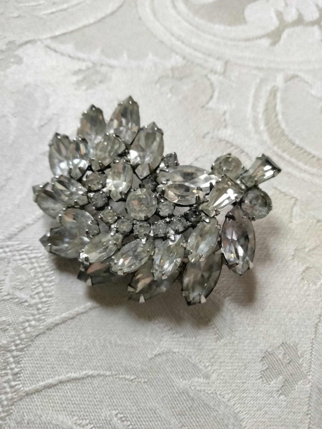 Vintage Clear Crystal Weiss Brooch - Etsy