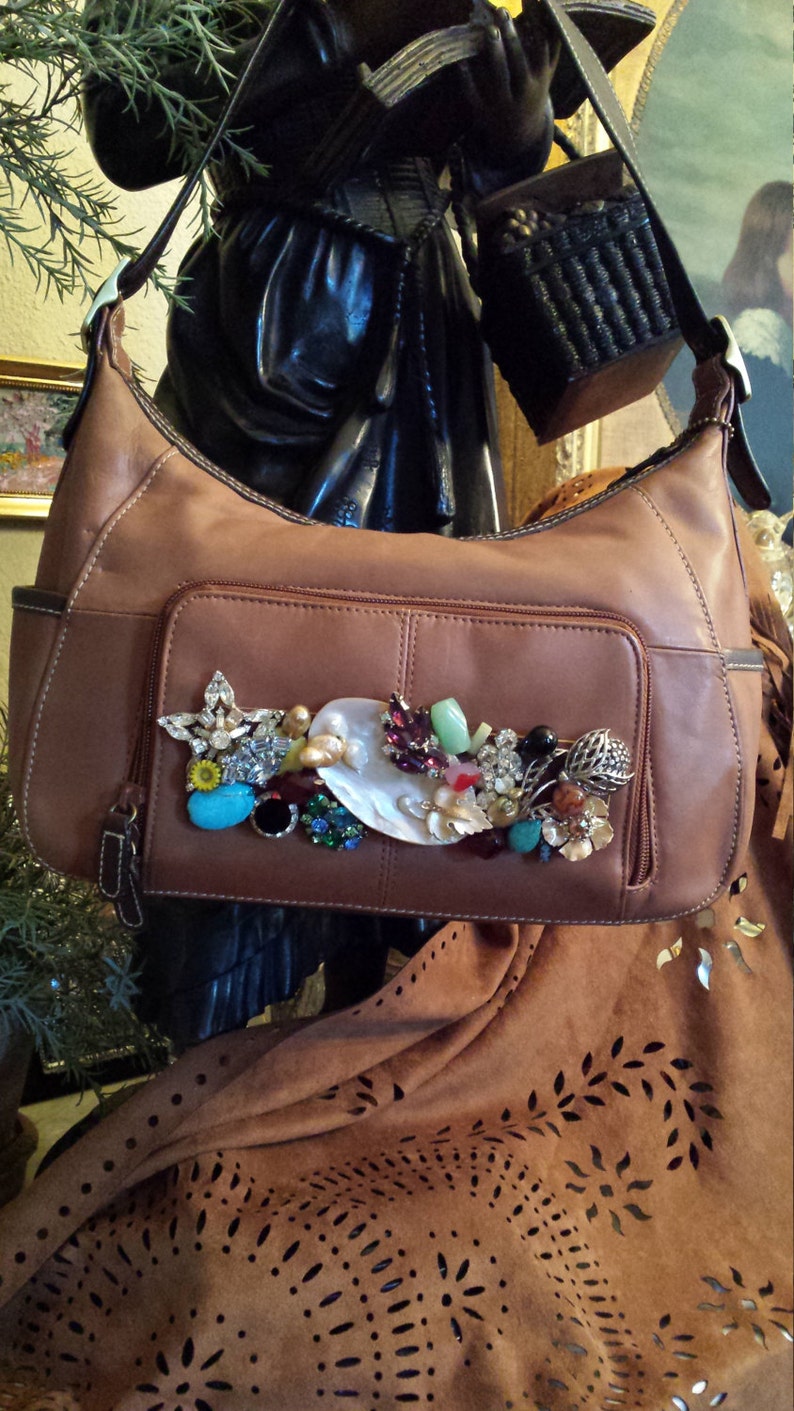 Leather Vintage Jeweled Purse - Etsy