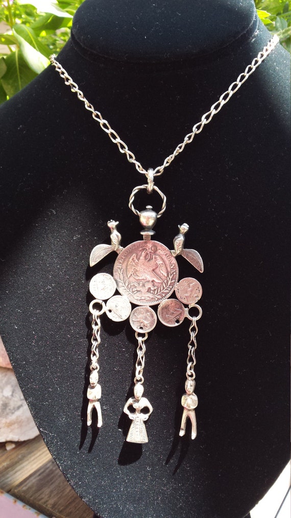 Sterling silver coin pendant necklace - Gem Sterling silver coin pendant necklace - Gem