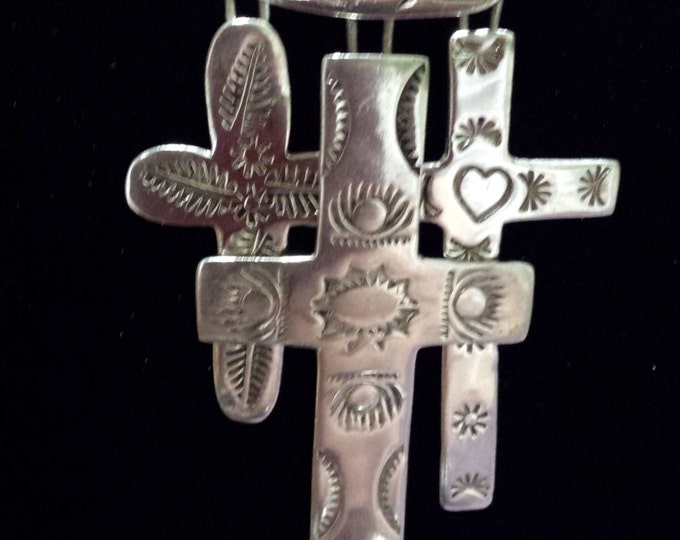 Navajo Sterling Silver Three Cross Pendant - Etsy