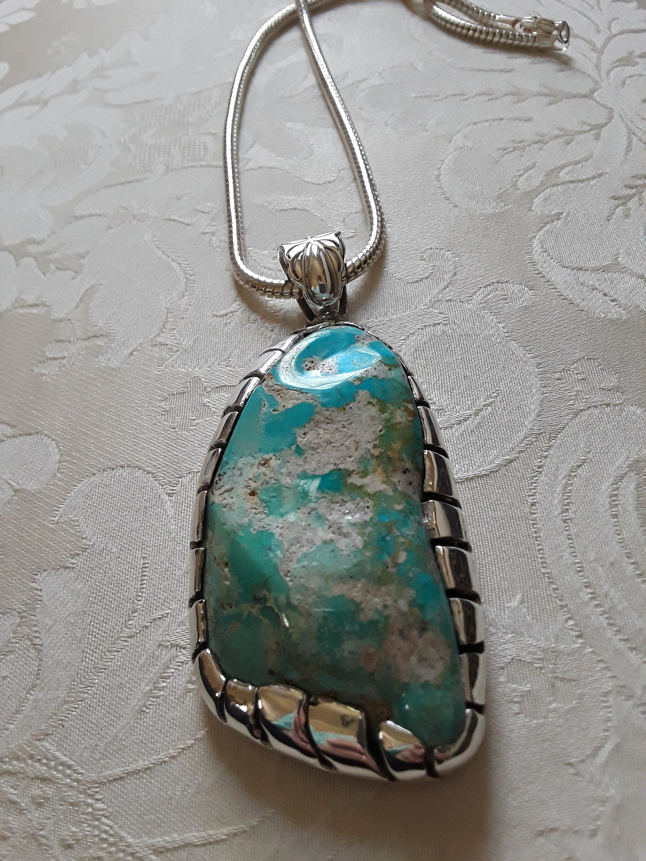 Turquoise Sterling Silver large pendant with large bail | Etsy