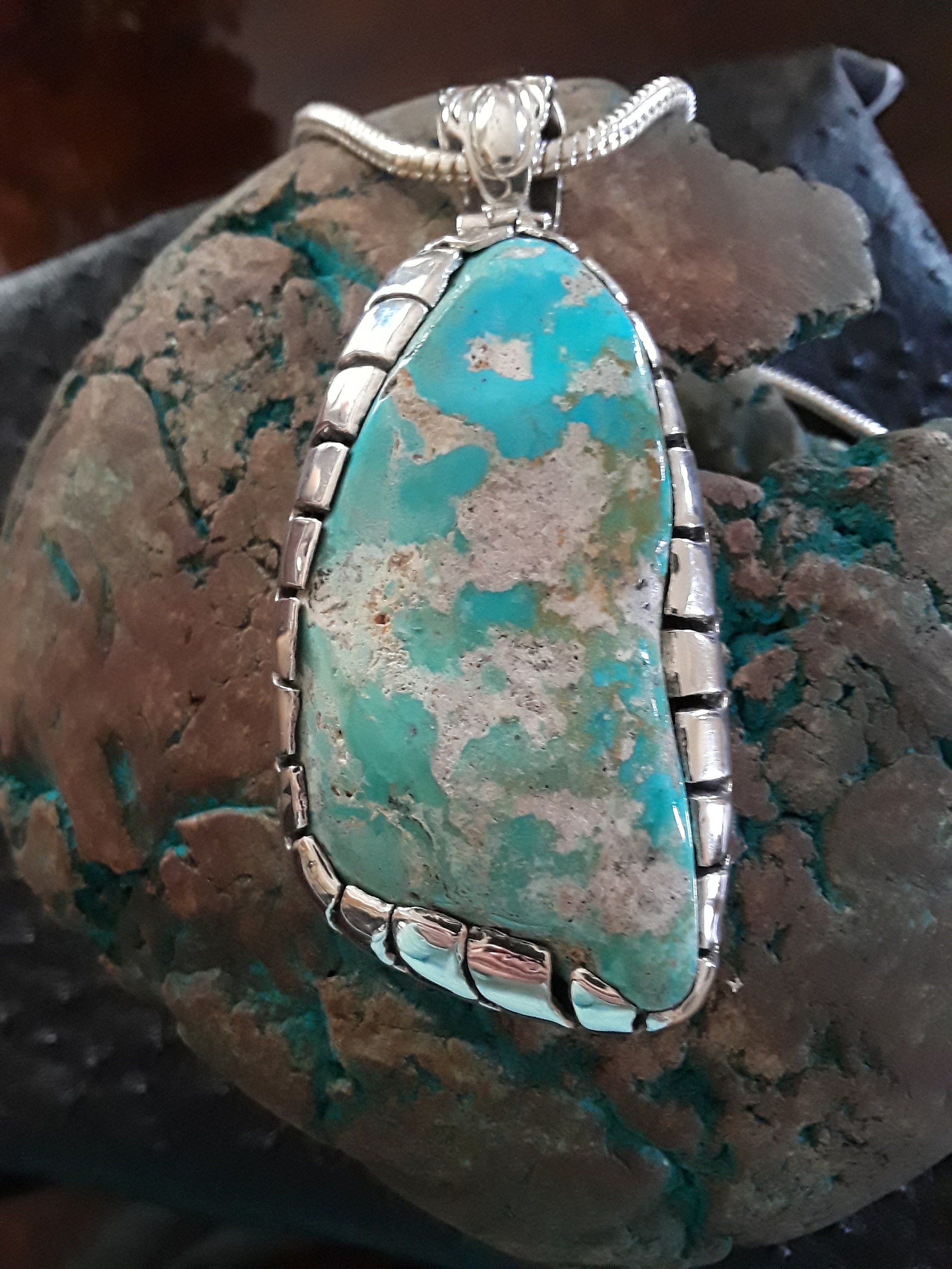 Turquoise Sterling Silver large pendant with large bail | Etsy