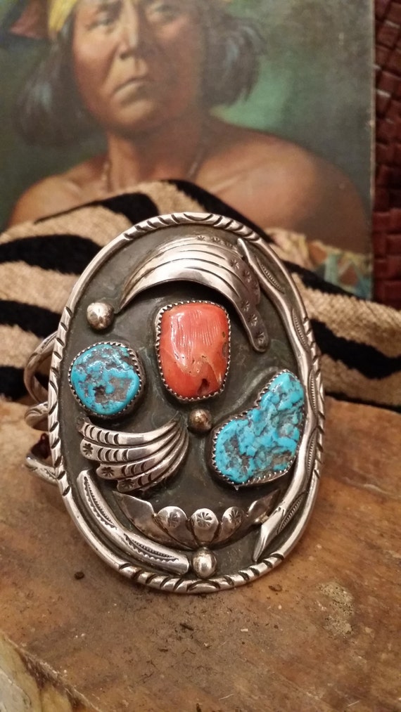 Vintage Navajo Native American Sterling Silver Turquoise and - Etsy