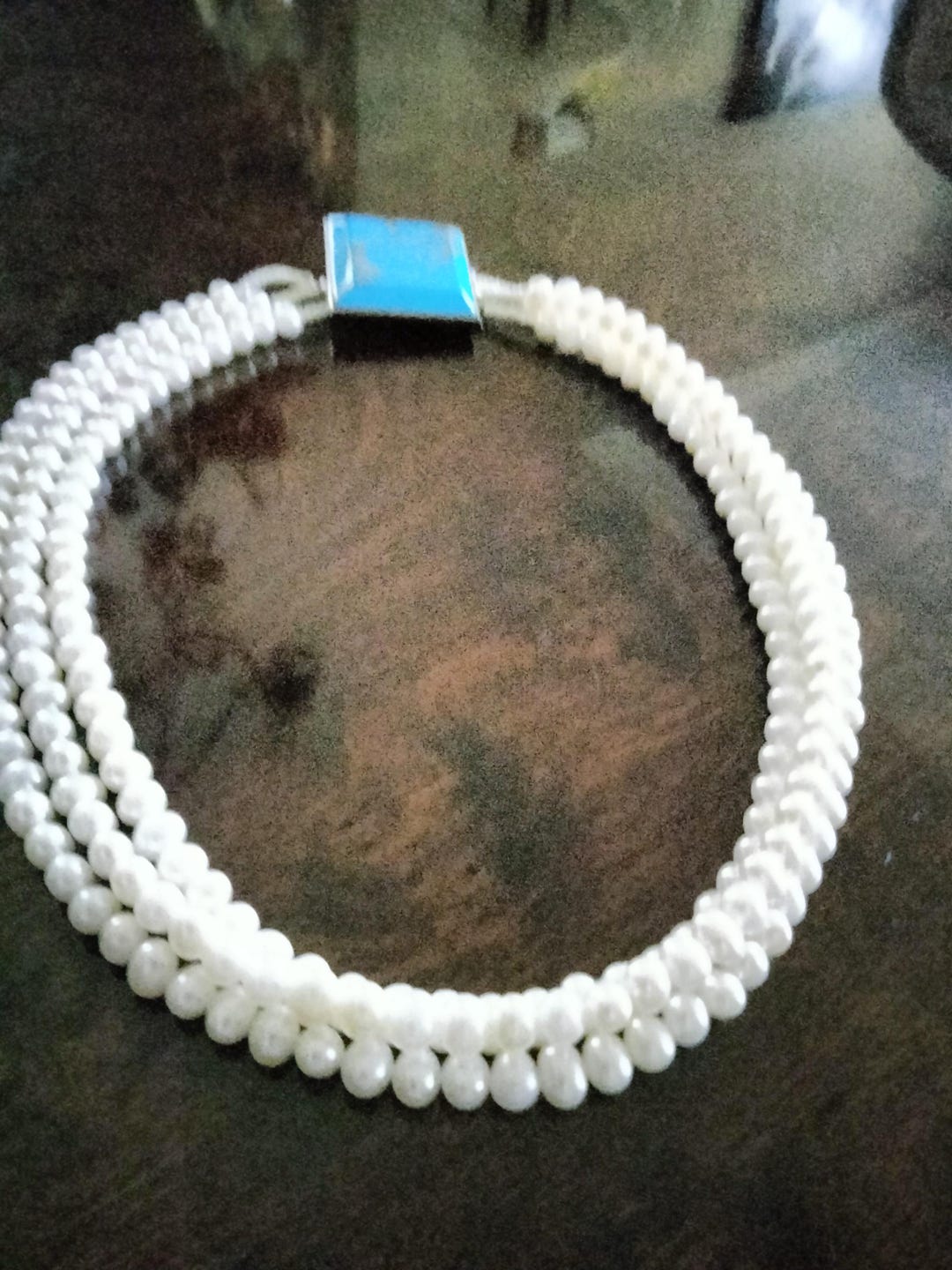 Three Strand Natural Pearl Necklace With Turquoise Closure - Etsy