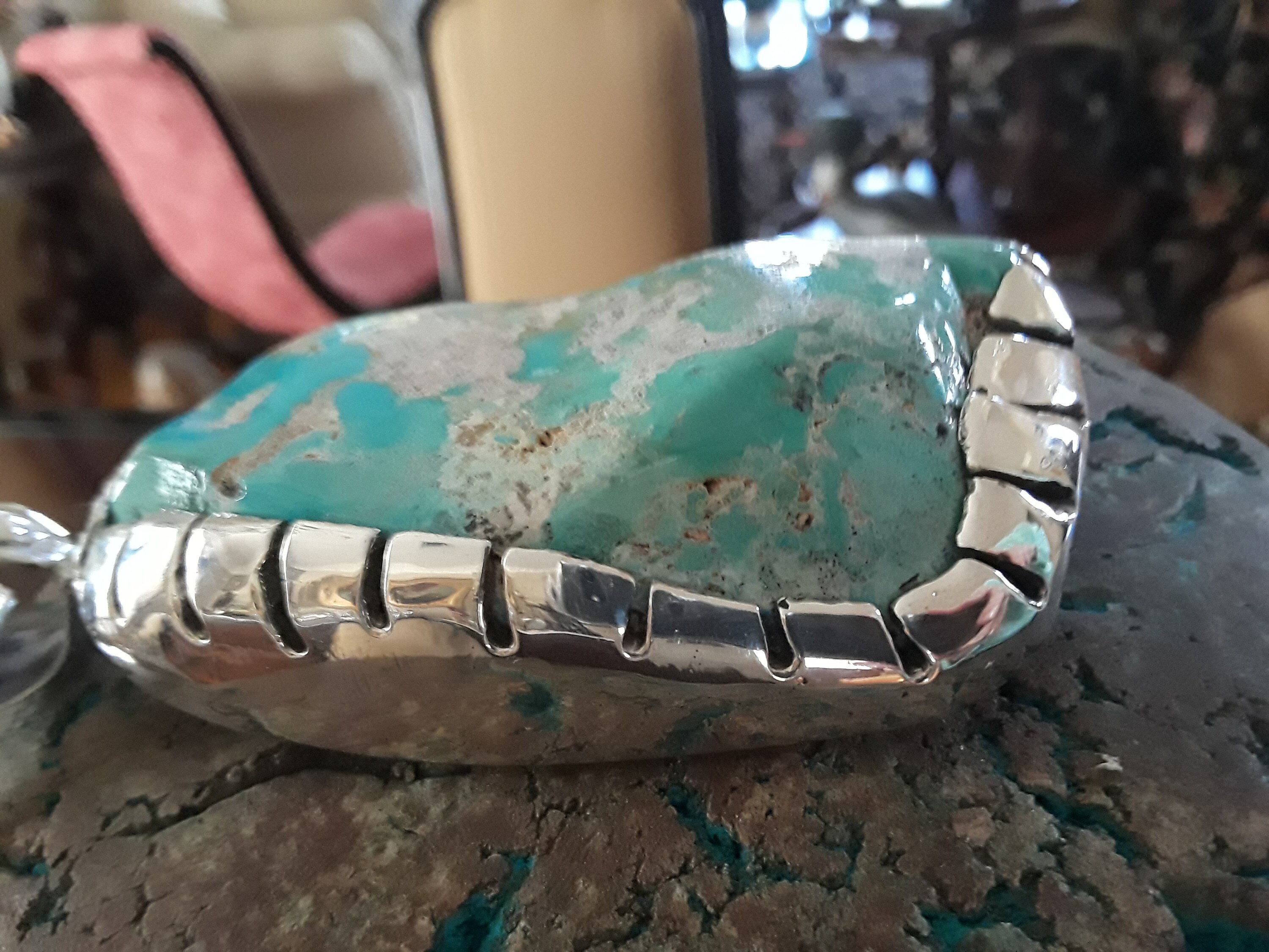 Turquoise Sterling Silver Large Pendant With Large Bail - Etsy