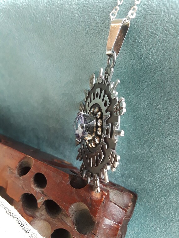 Sterling silver vintage amethyst ornate artist pendan… - Gem