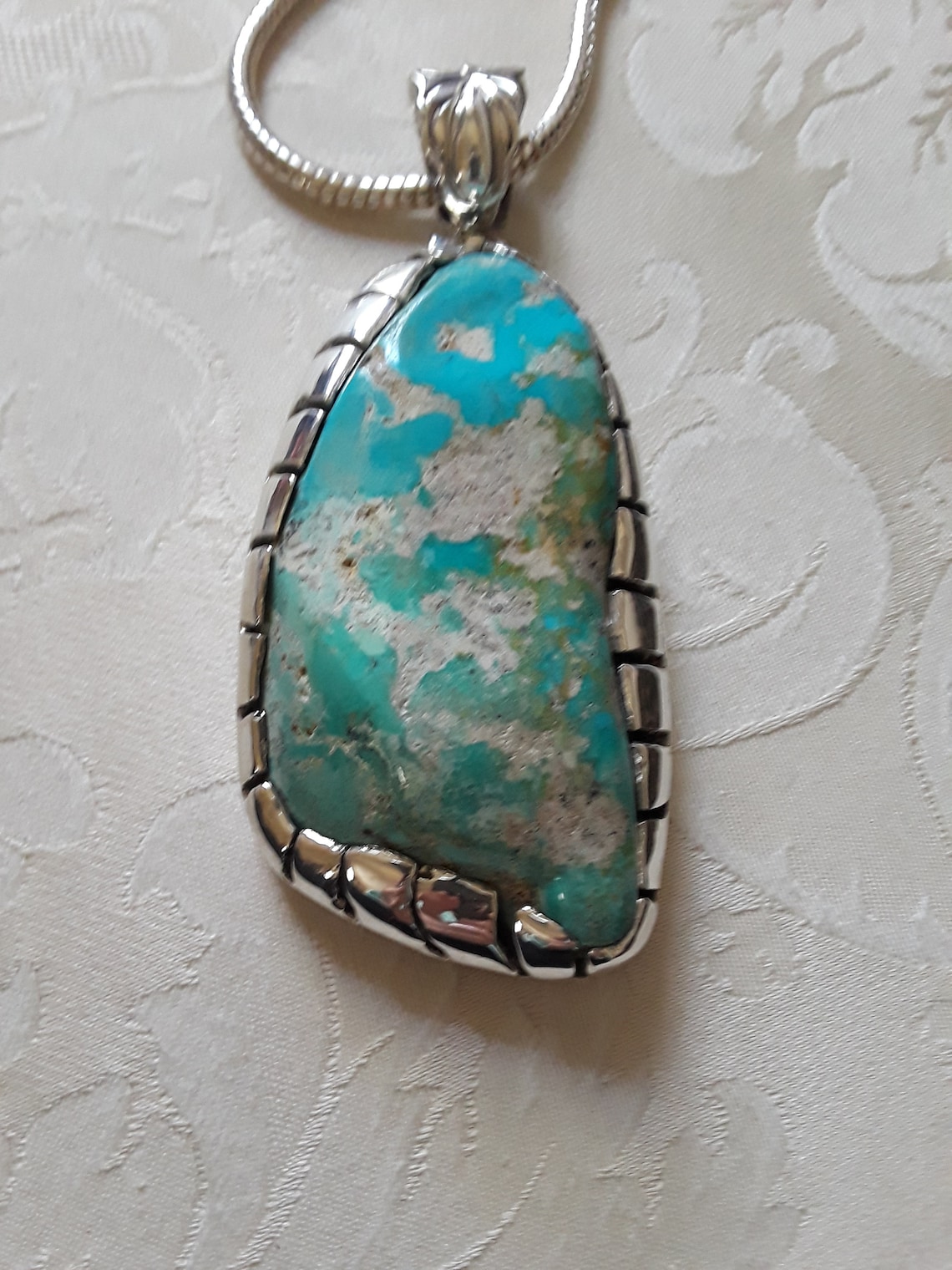 Turquoise Sterling Silver Large Pendant With Large Bail - Etsy