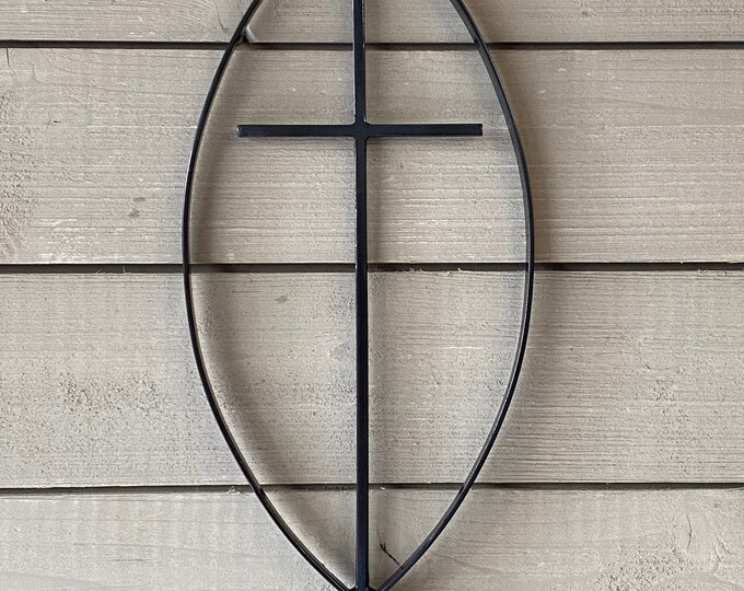 Jesus Fish With Cross, Metal Jesus Fish Wall Art, Ichthys Wall Art With ...
