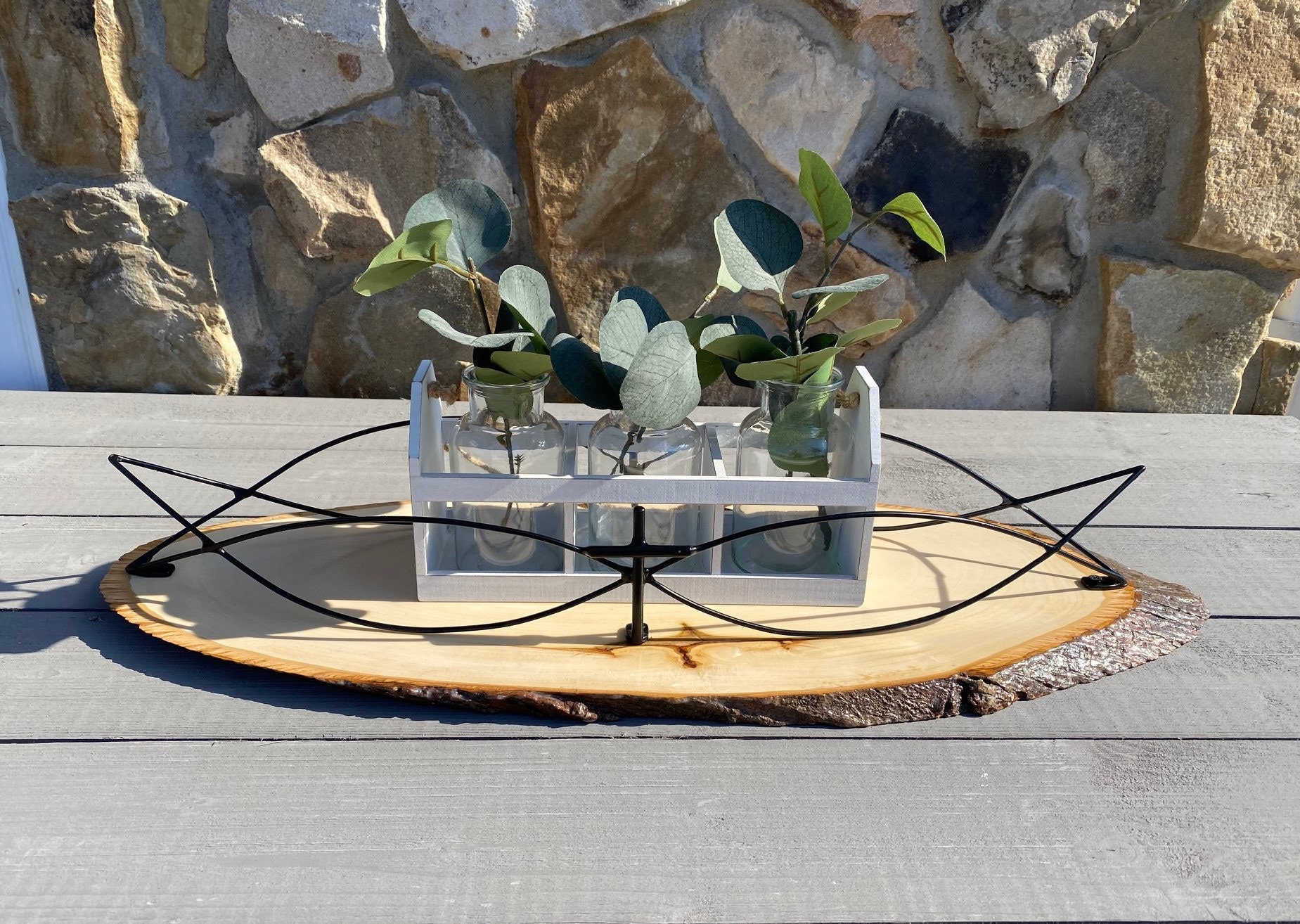 Jesus Fish With Crosses Centerpiece Basket for Home Decor, Metal ...