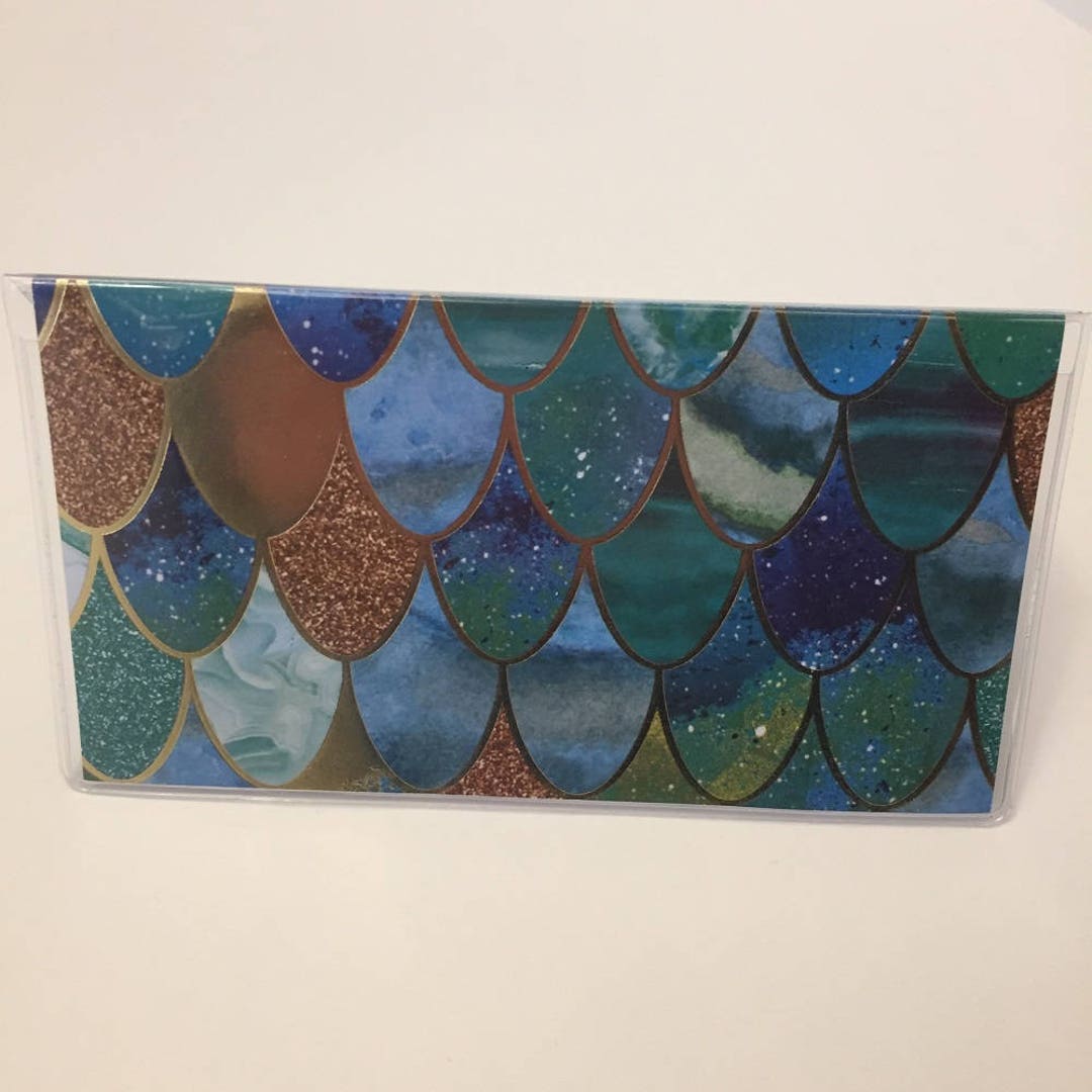 Clear Vinyl Checkbook Cover - Mermaid Scales, Scrapbook Style,duplicate ...