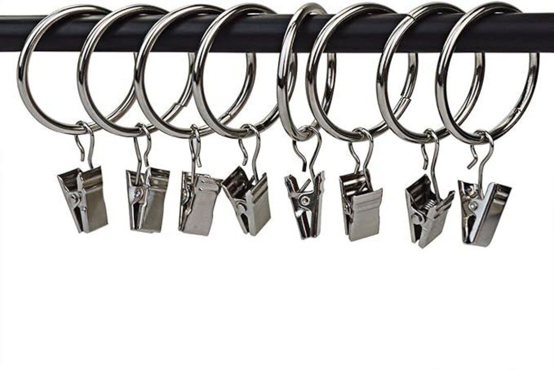 1.5" INCH Curtain Clips Rings Metal Drapery Curtain Rings With Clips ...