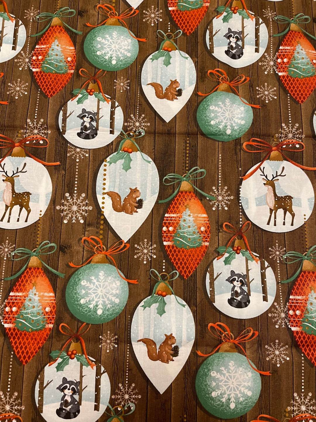 FABRIC ONLY by the YARD; off the bolt; unwashed-Christmas Woodland ...