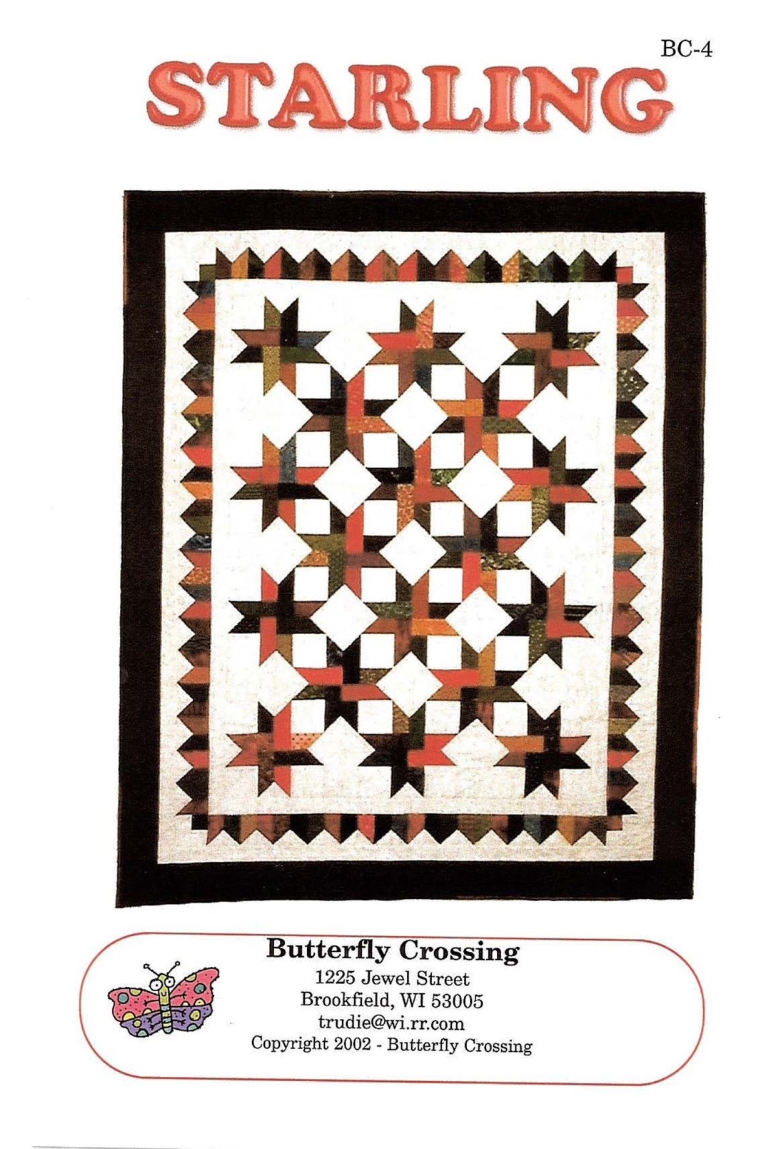 QUILT PATTERN & Instructions - Starling Butterfly Crossing 2002 - Etsy