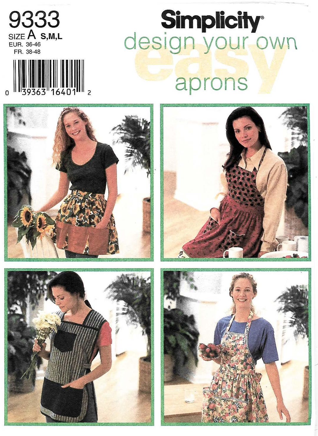 Sewing Pattern Simplicity Aprons Women Design Your Own EASY APRONS 9333 ...