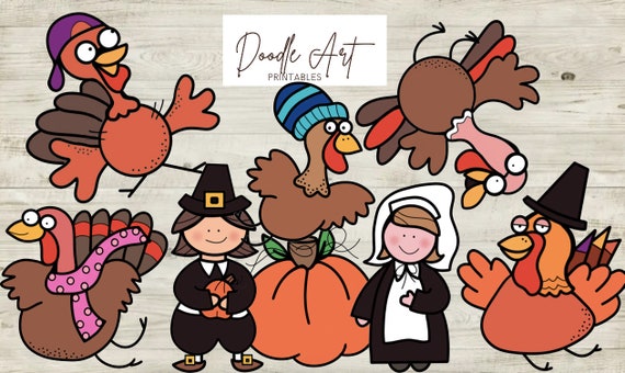 Five Flying Turkeys Clip Art Pack - Etsy