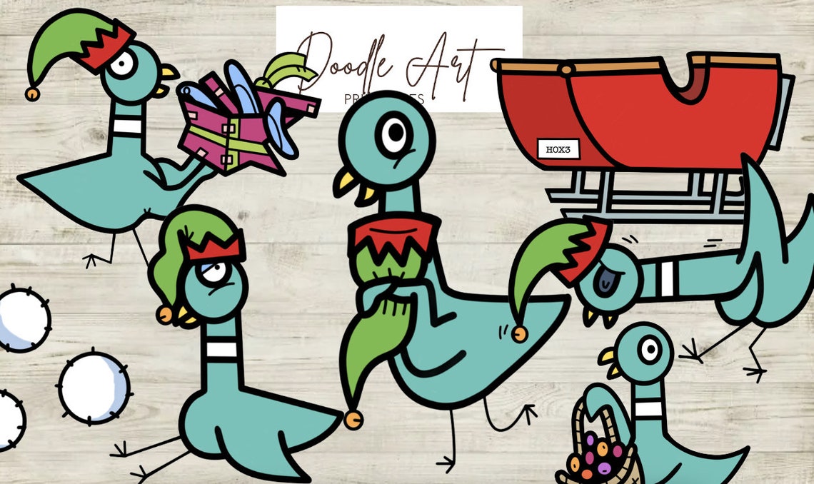 Do Not Let the Pigeon Drive the Sleigh Clip Art Pack - Etsy