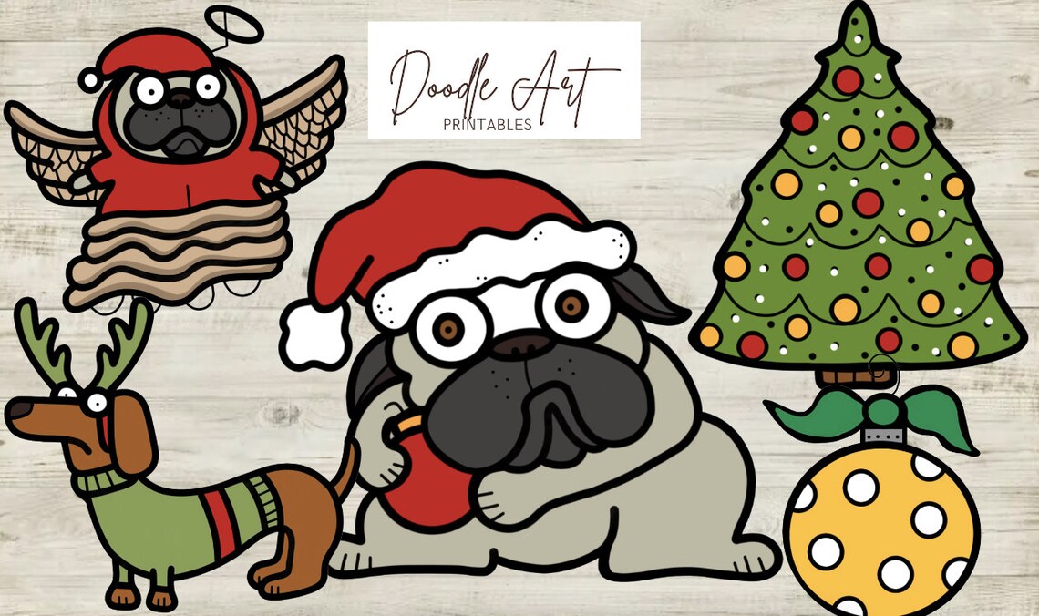 Pug the Elf Clip Art Pack - Etsy