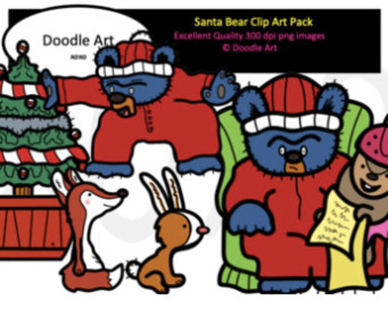 Bruce - Santa Bear Clip Art Pack - Etsy
