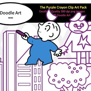 The Purple Crayon Clip Art Pack - Etsy