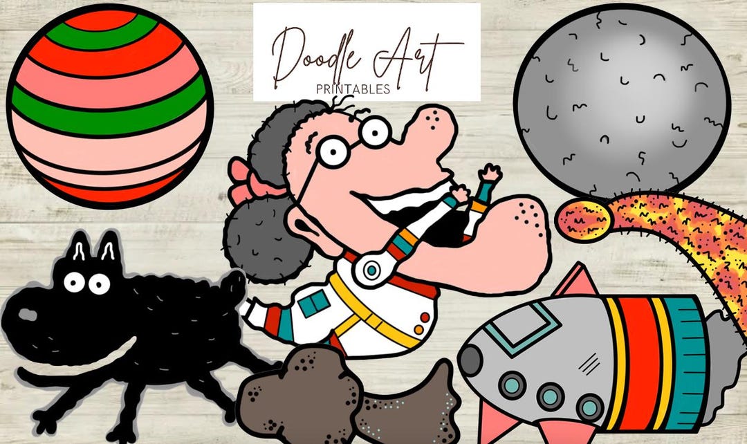 There Was an Old Astronaut Who Swallowed the Moon Clip Art Pack - Etsy