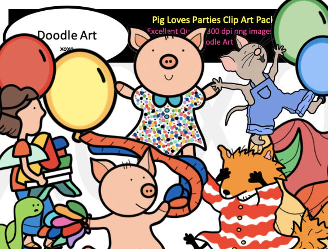 Give a Pig a Party Clip Art Pack - Etsy