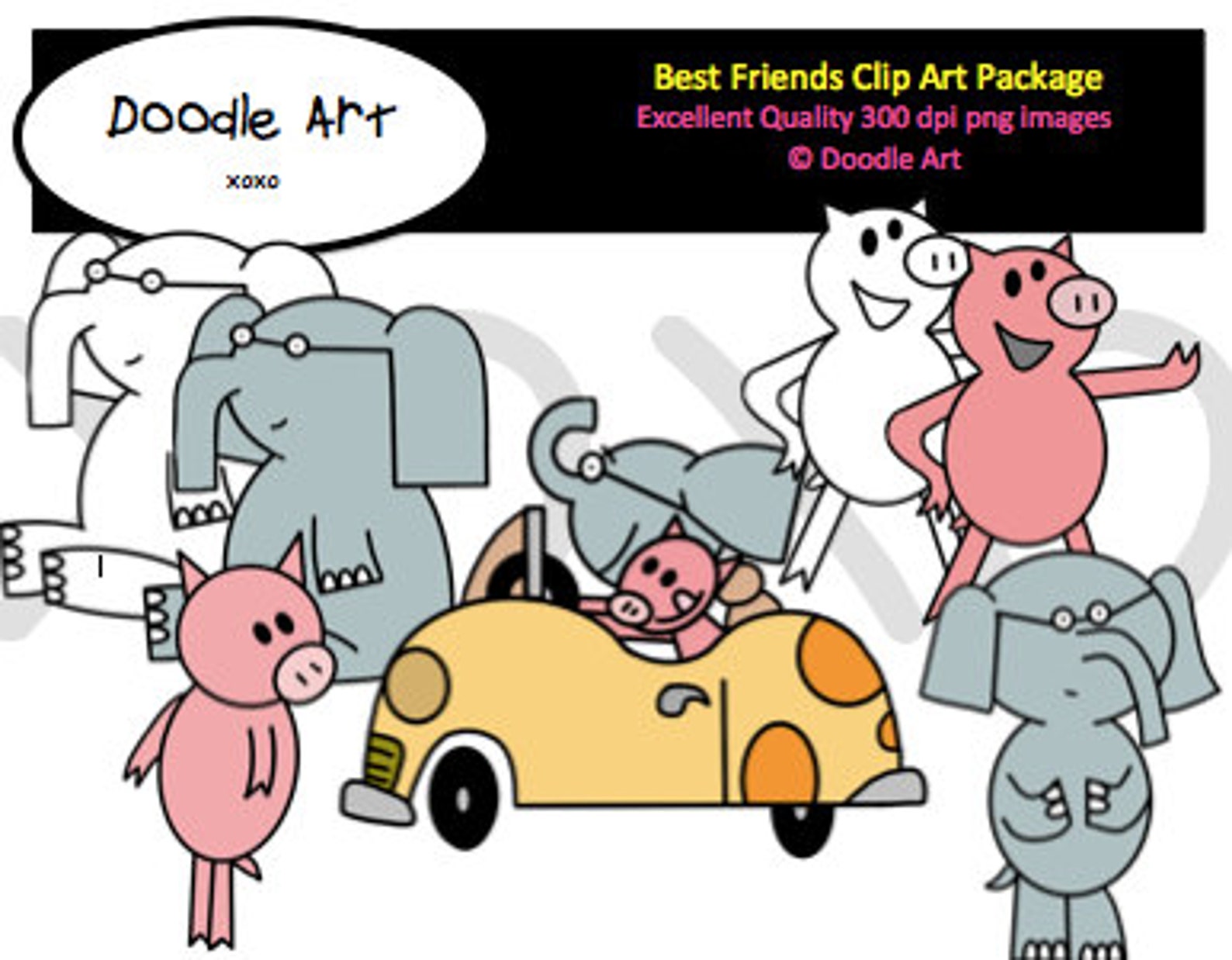 Piggie and Elephant Mega Clipart Pack - Etsy