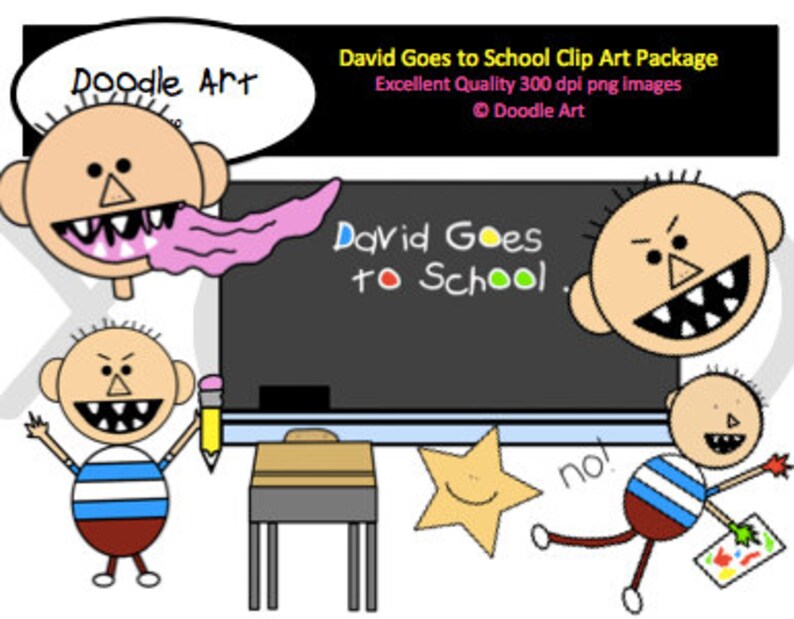 David Goes to School Clip Art Pack - Etsy