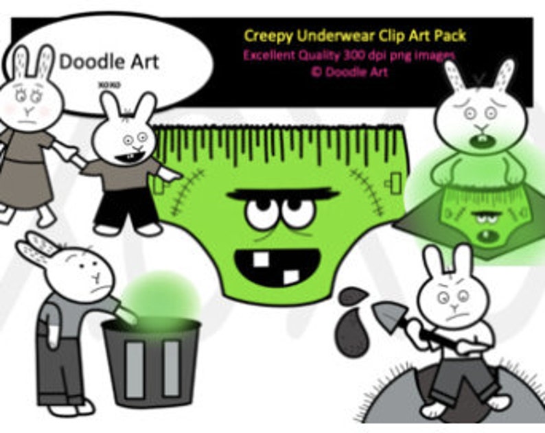 Creepy Underwear Clip Art Pack - Etsy