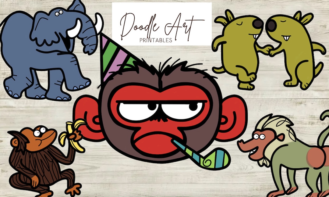 Grumpy Monkey Party Clip Art Pack - Etsy