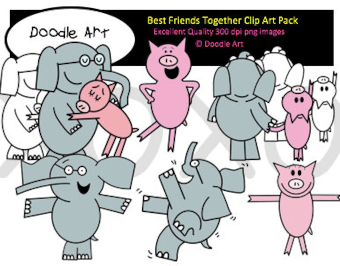 Piggie and Elephant Mega Clipart Pack - Etsy