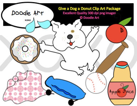 Give a Dog a Donut Clipart Pack | Etsy
