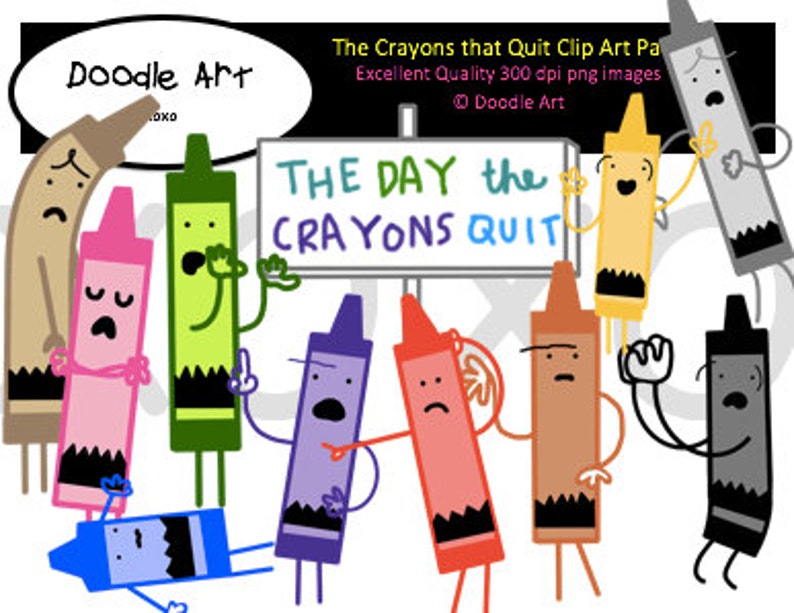 The Day the Crayons Quit Clip Art Pack - Etsy