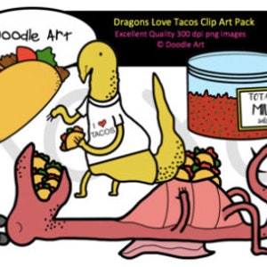Dragons Love Tacos Clip Art Pack - Etsy