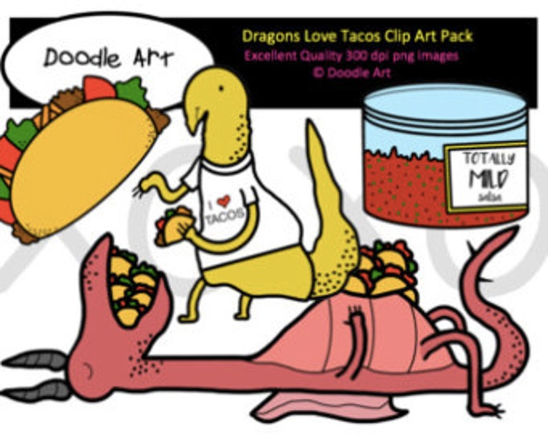 Dragons Love Tacos Clip Art Pack Etsy