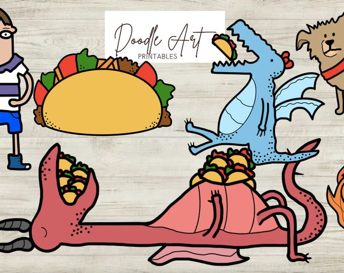Dragons Love Tacos Clip Art Pack - Etsy