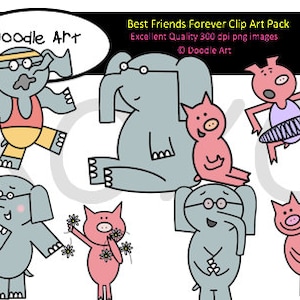 Piggie and Elephant Mega Clipart Pack - Etsy
