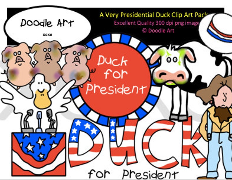 Duck for President Clipart Pack - Etsy