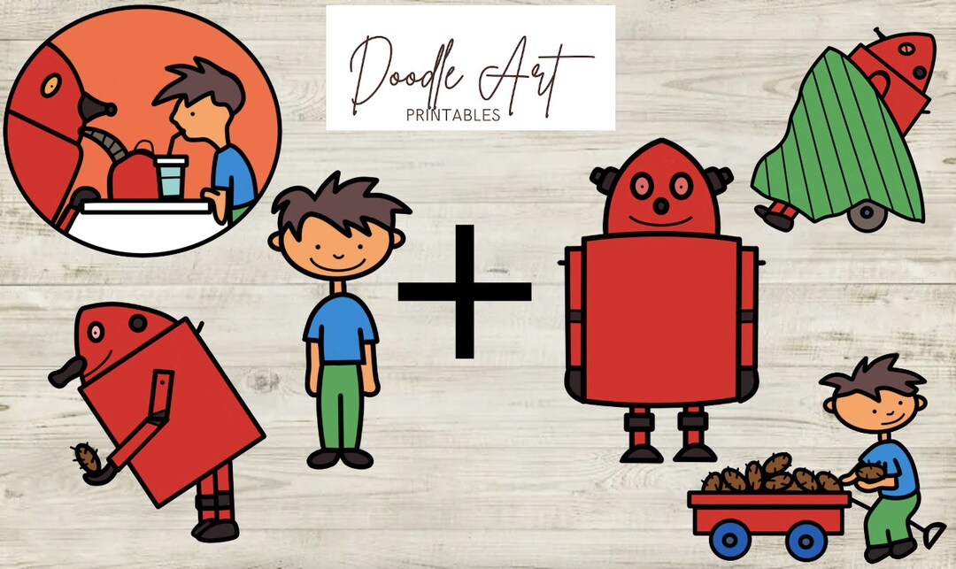 Boy and Bot Clip Art Pack - Etsy