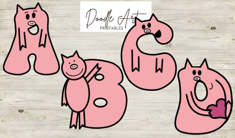 Piggie Alphabet Letters Clip Art Pack - Etsy