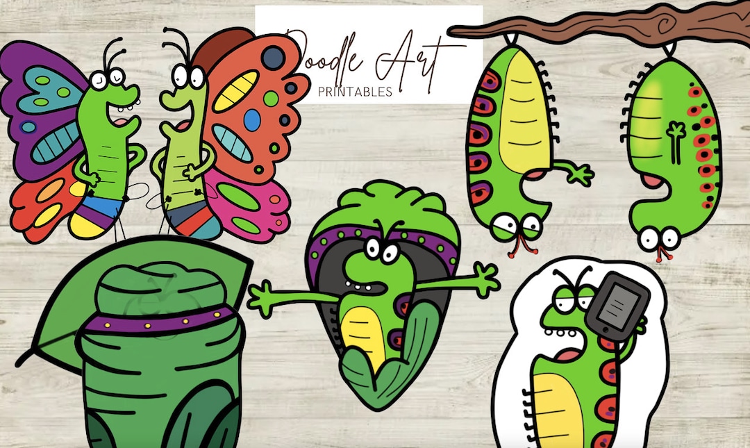 Impatient Caterpillar Clip Art Pack - Etsy